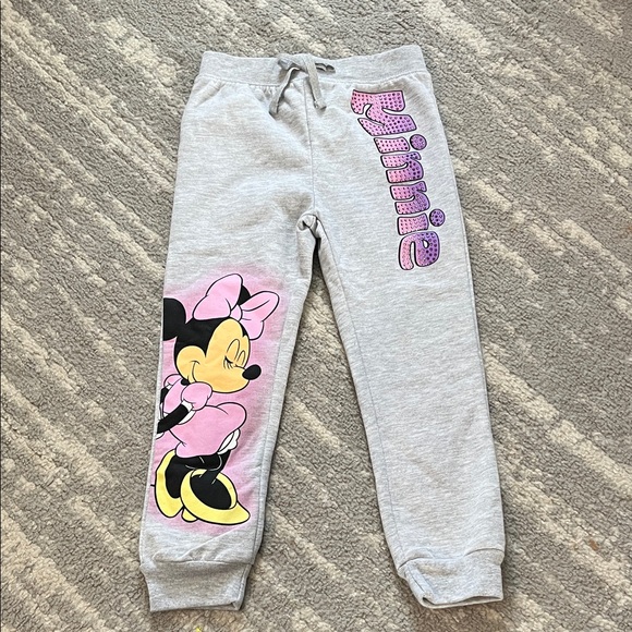 Disney | Bottoms | Disney Minnie Mouse Gray Sweatpants With Pink And ...